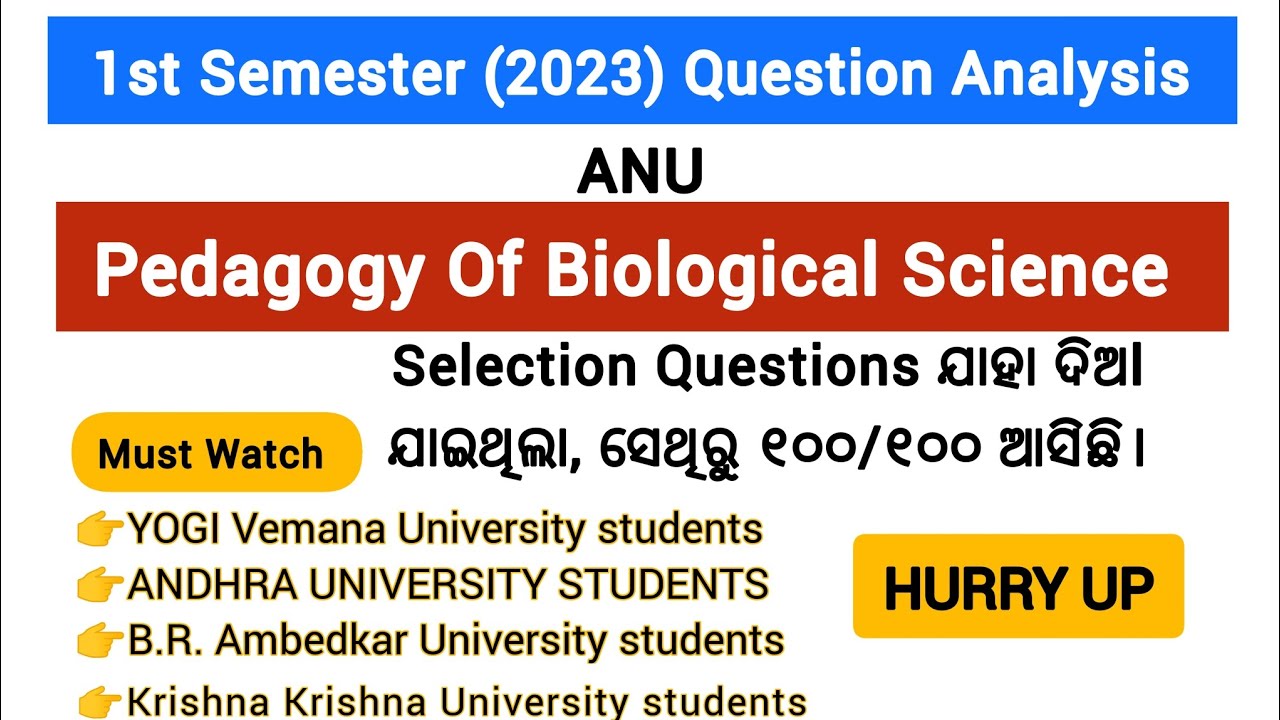 1st sem 2023 questions of ANU. Analysis ll pedagogy Of Biological ...