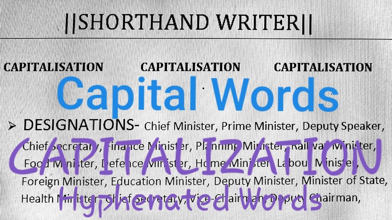 Capitalisation || Shorthand Capital Words|| Most Important For Accuracy ...