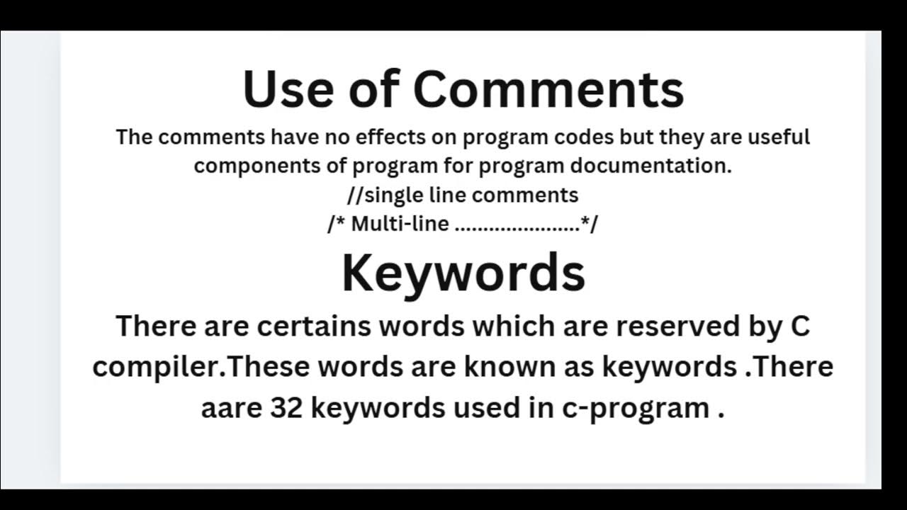 COMMENTS USED IN C-PROGRAM - YouTube