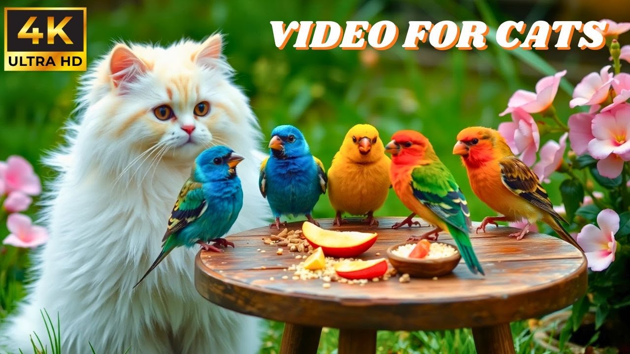 Cat TV for Cats to Watch 😺 Beautiful Birds and Squirrels in the Garden ...