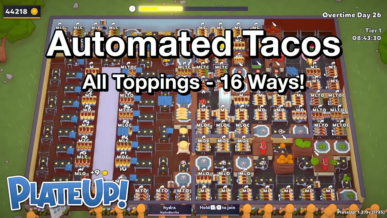 Solo Day 1 to Auto Tacos All Toppings - 16 Ways! - Automation - PlateUp ...