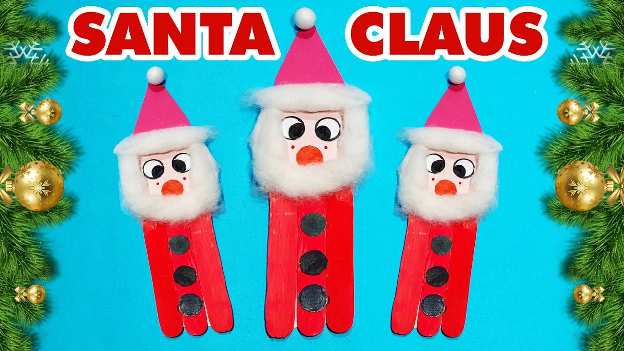 DIY How to Make Popsicle/Ice-Cream Stick SANTA | Santa Claus With ...
