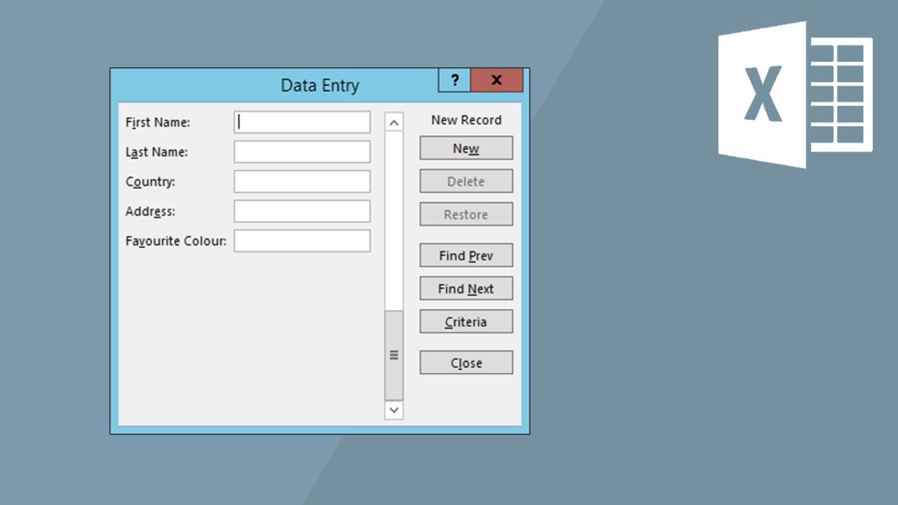 Easy data entry form in Excel (*No Macros*) - YouTube