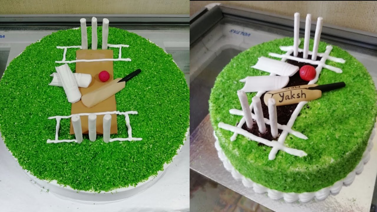 Easy To Make Cricket Pitch Cake | How To Make Cricket Pitch Cake ...