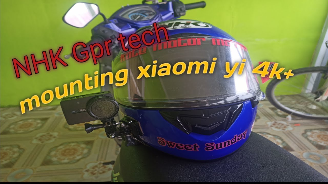 Cara pasang action cam di helm full face NHK GPR Tech | XIAOMI YI 4K ...