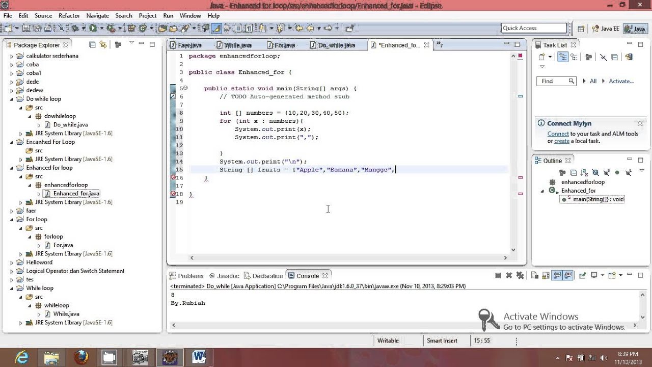 Implementasi Enhanced for loop pada JAva Eclipse IDE - YouTube
