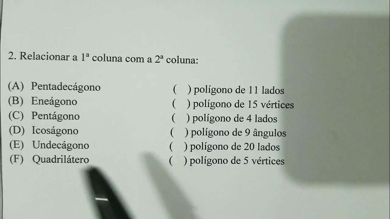 Relacionar A 1 Coluna Com A 2 Coluna A Pentadecágono Youtube