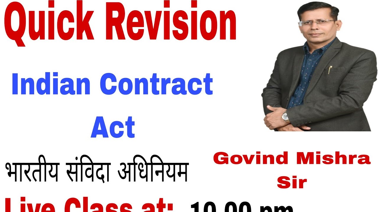 Indian Contract Act 1872 Quick Revision [PART 1] - YouTube