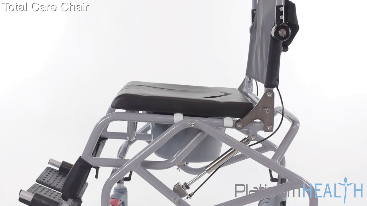 Tilt-in-Space Padded Reclining Shower/Commode Chair - YouTube