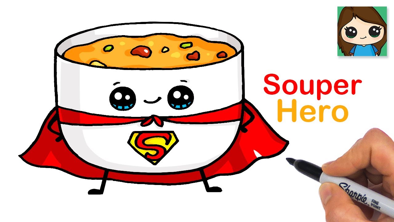 How to Draw a Bowl of Soup | Souper Hero Pun Art - YouTube