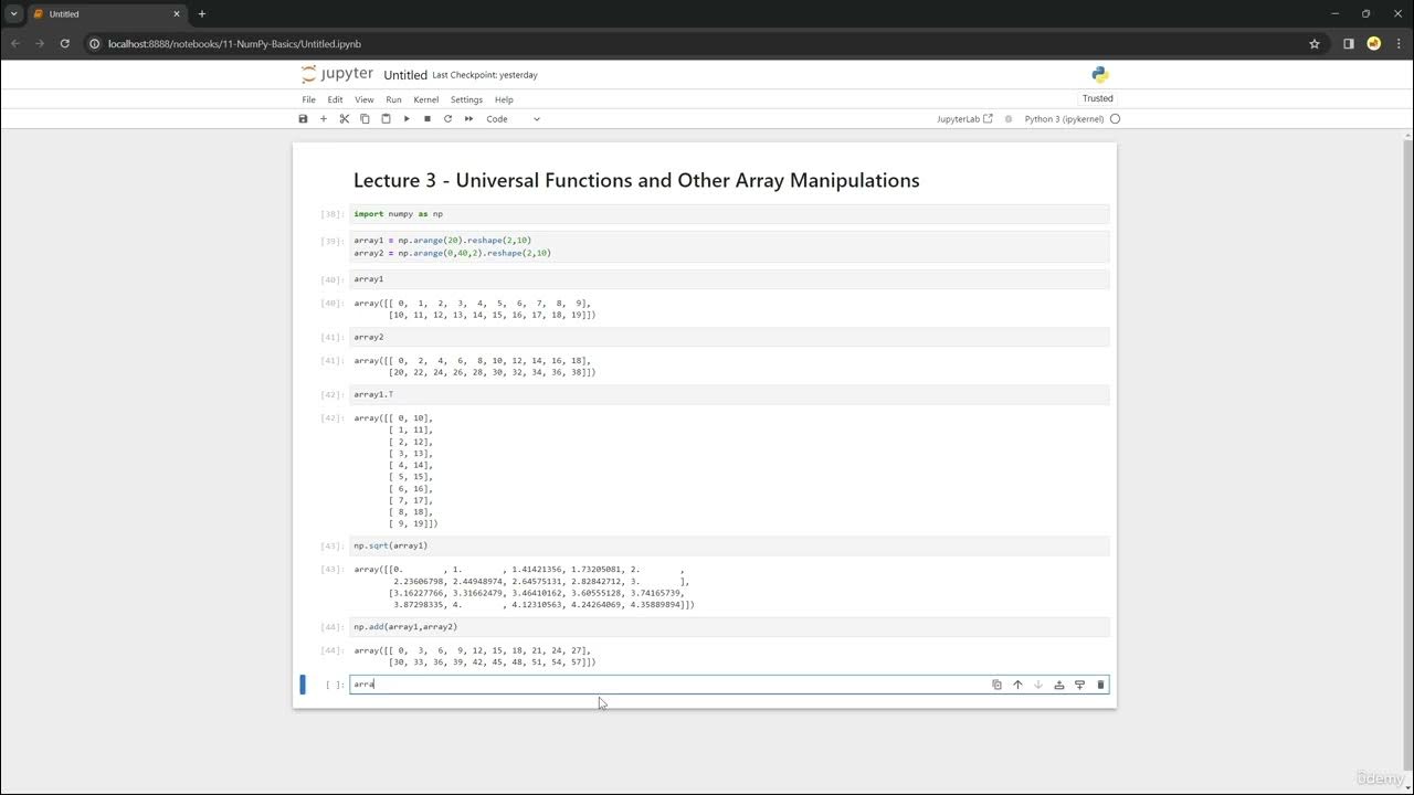 41 Universal Functions and Other Array Manipulations - YouTube