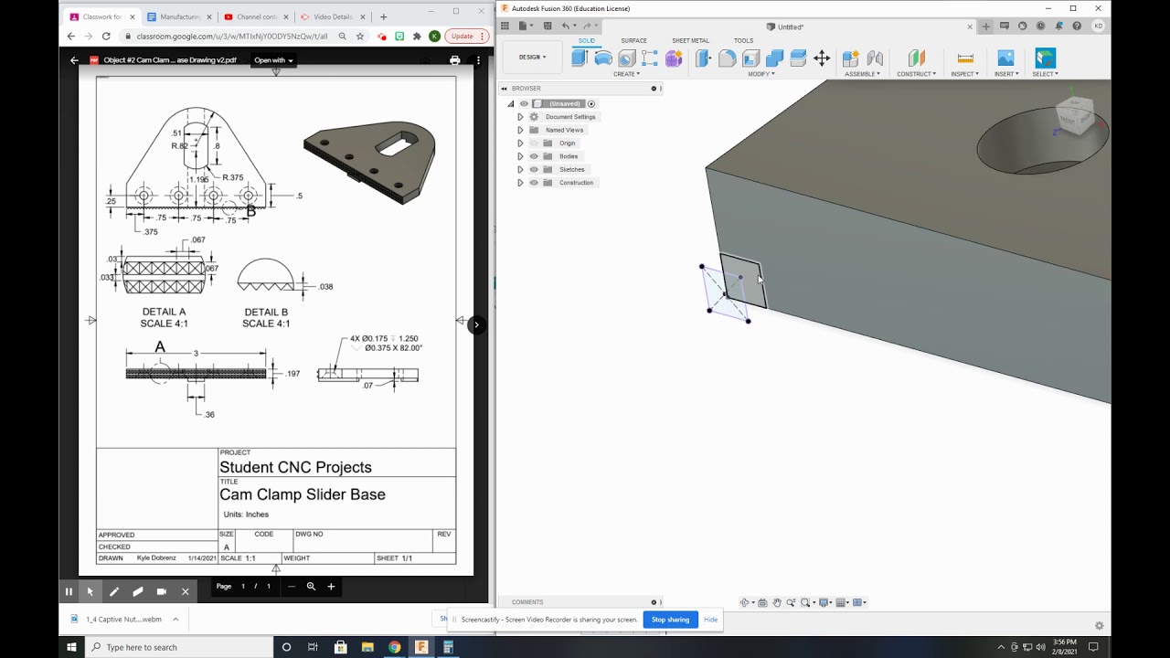 Cam Clamp Slider Base video 2 of 2 on Fusion 360 - YouTube