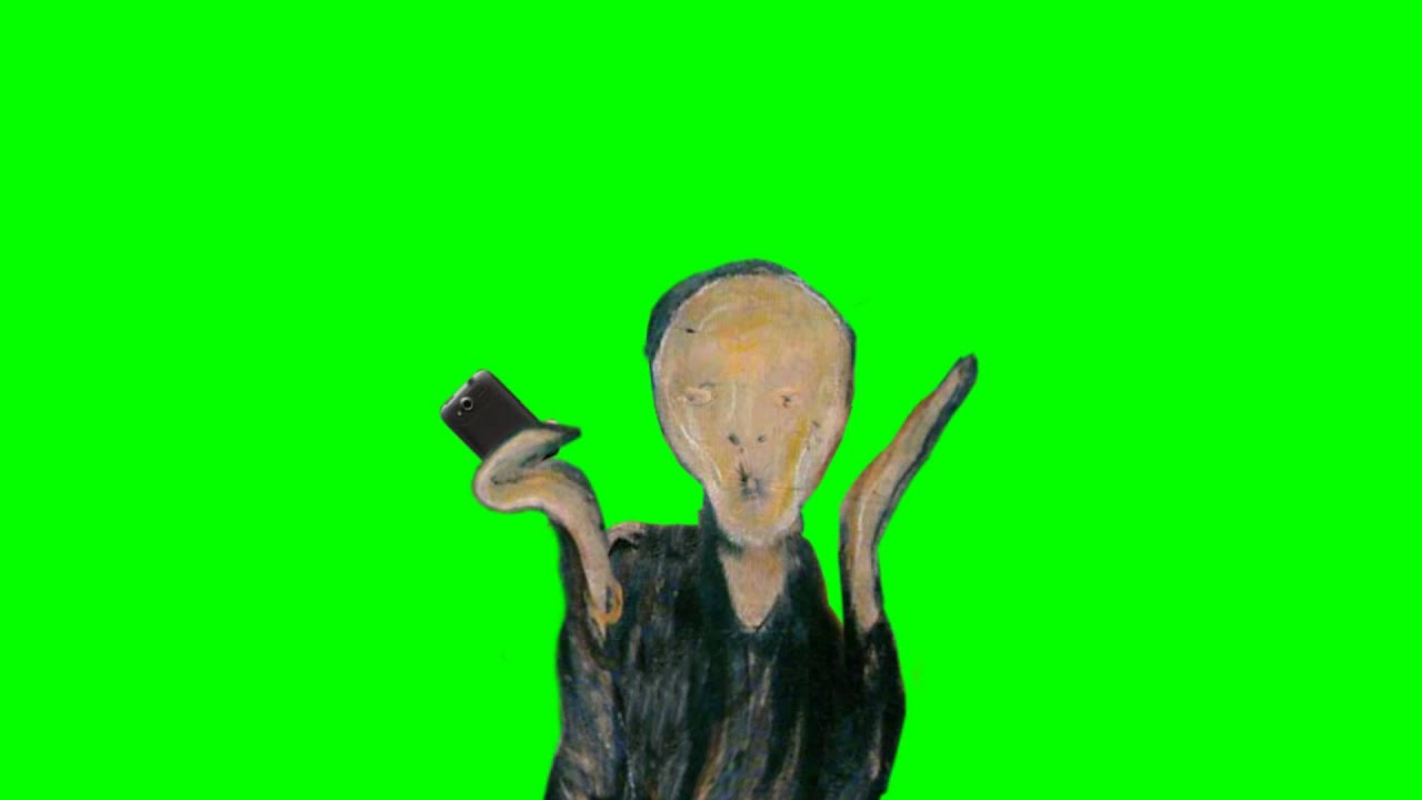 Selfie GREEN SCREEN The Scream (Munch) takes a Selfie FREE FOOTAGE ...