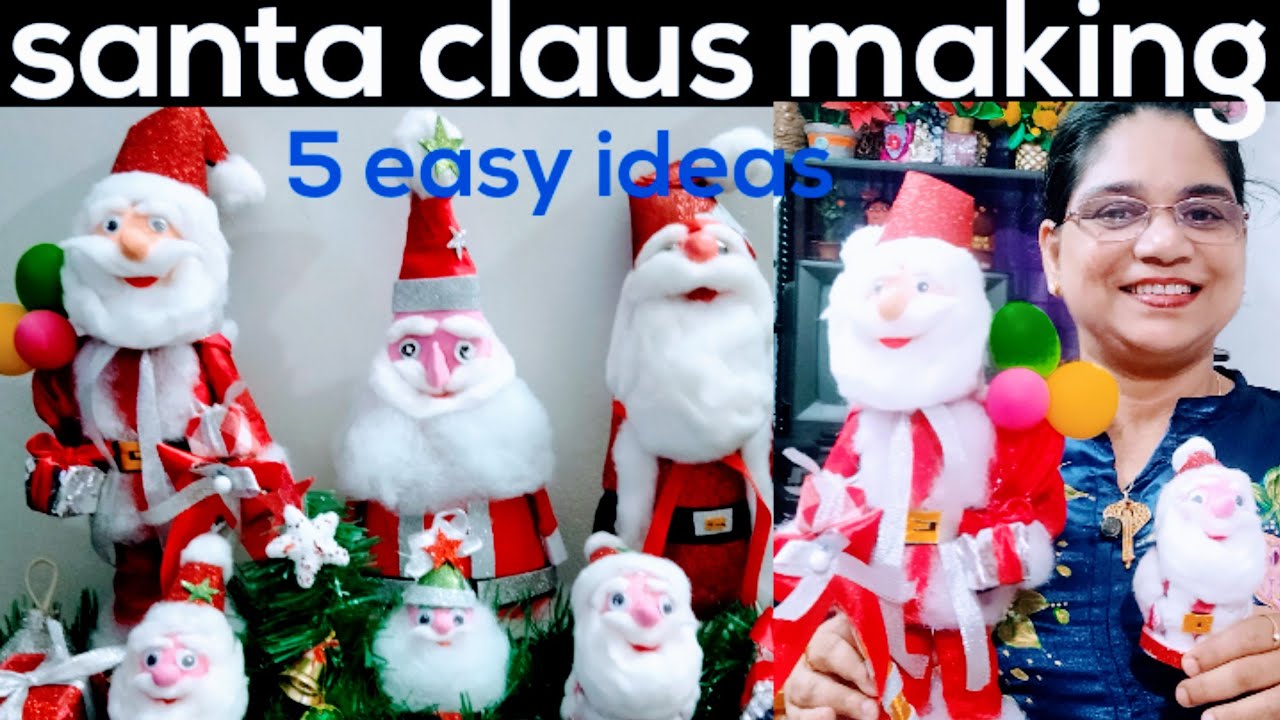 DIY l How to make Santa claus at Home l Five Easy christmas Papa making ...