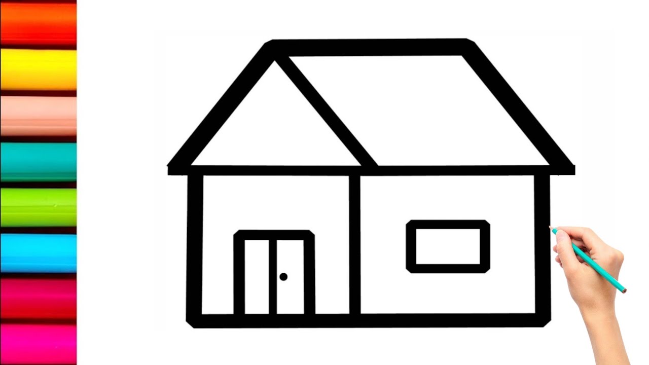 Draw a simple house step by step easy. House House colouring. Toddlers ...