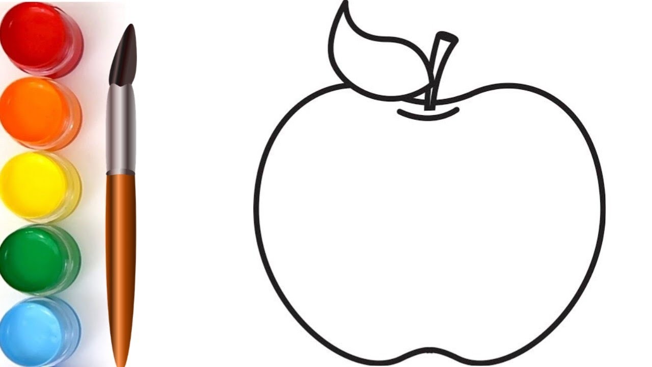 Apple Colouring Painting drawing For kids and toddler, esey lesson ...