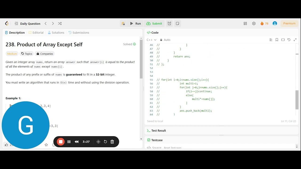 238Product of array except self problem of the day||brute||best ...