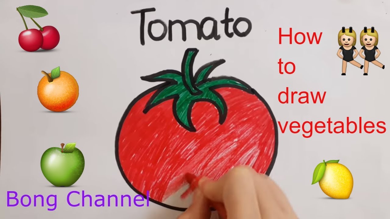 How to draw | Tomato | Carrot | Drawing for Kids | Bong Channel - YouTube