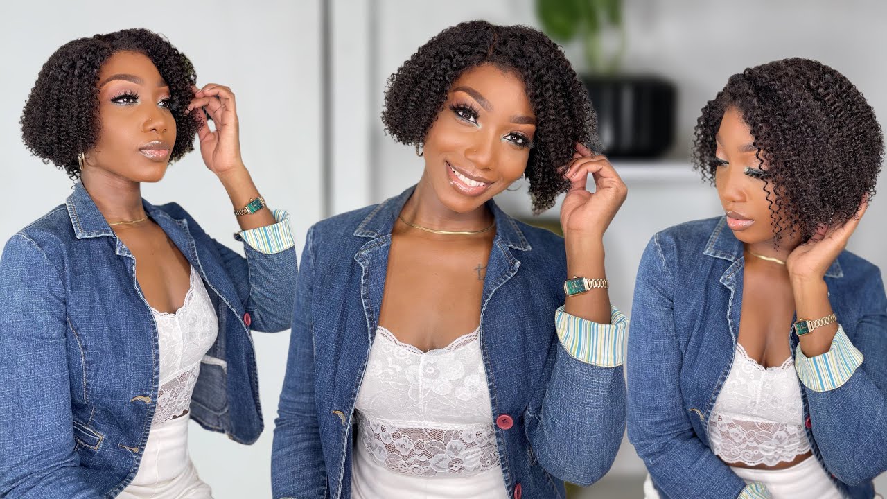 4C EDGES SHORT TAPERED CUT JERRY CURL LACE WIG ft. Luvme Hair | Jodi ...