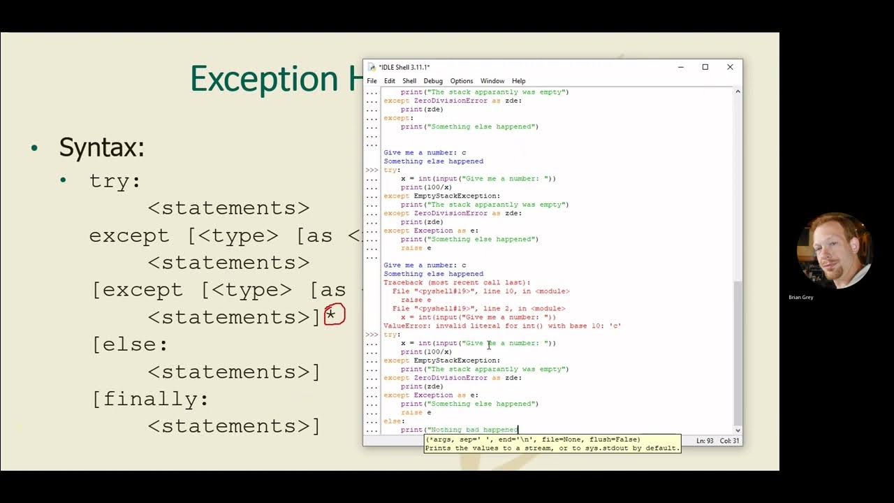 CISC 160 Module 05 Part 03 Try Statements in Python - YouTube