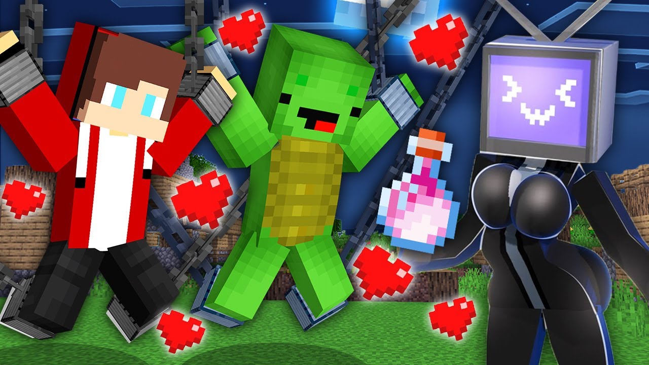 JJ and Mikey Fell in Love to TV WOMAN Love Curse in Minecraft (Maizen ...