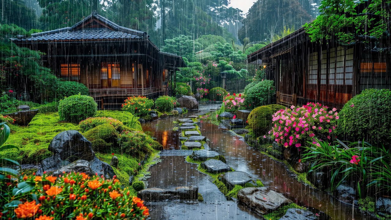 Rain In Japanese Garden 🌧️ 10h of Soothing Rain Sounds For Sleep or ...