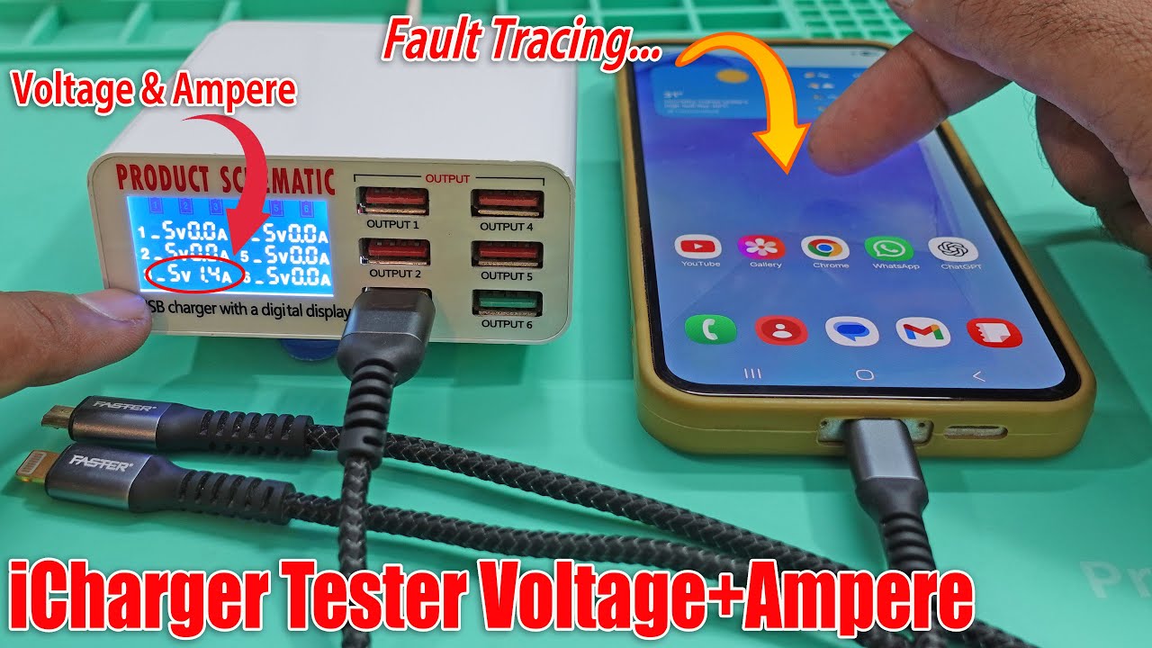 How to use multi-Port Ampere tester icharge USB charging hub in mobile ...