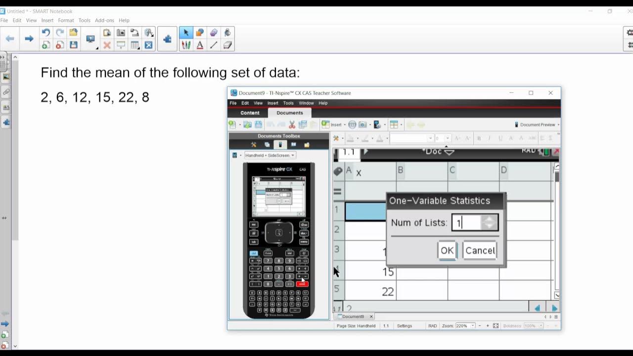 One variable statistics using the TI Nspire - YouTube