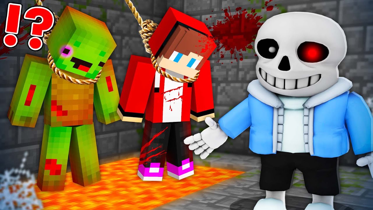 Scary SANS Kidnapped JJ and Mikey in Minecraft Challenge Undertale - Maizen JJ and Mikey - YouTube