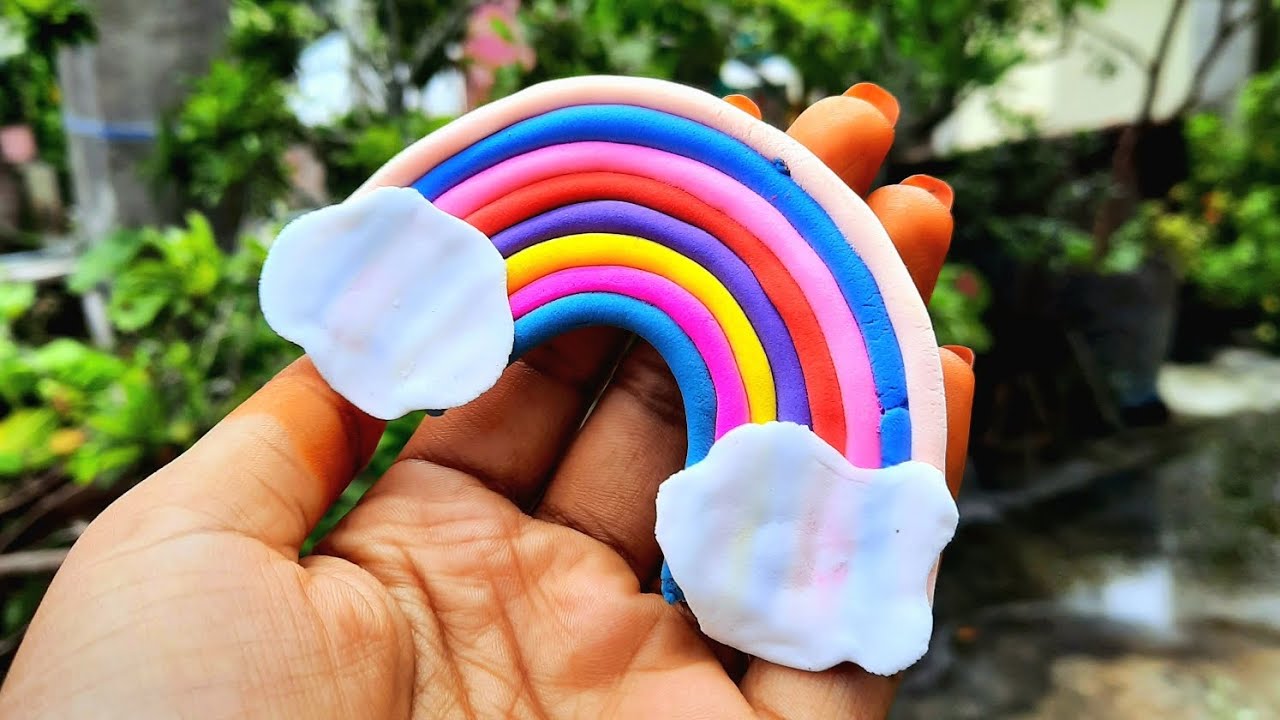 Cute supet clay Rainbow//How to make a most cute rainbo tutorial...🌷🌸 ...