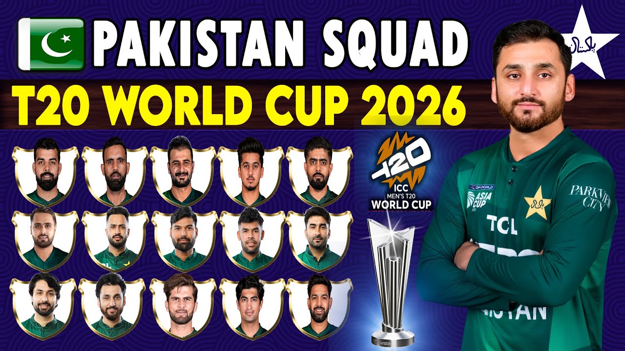 Pakistan Squad for ICC T20 World Cup 2026 | Pakistan Final 15-Member ...