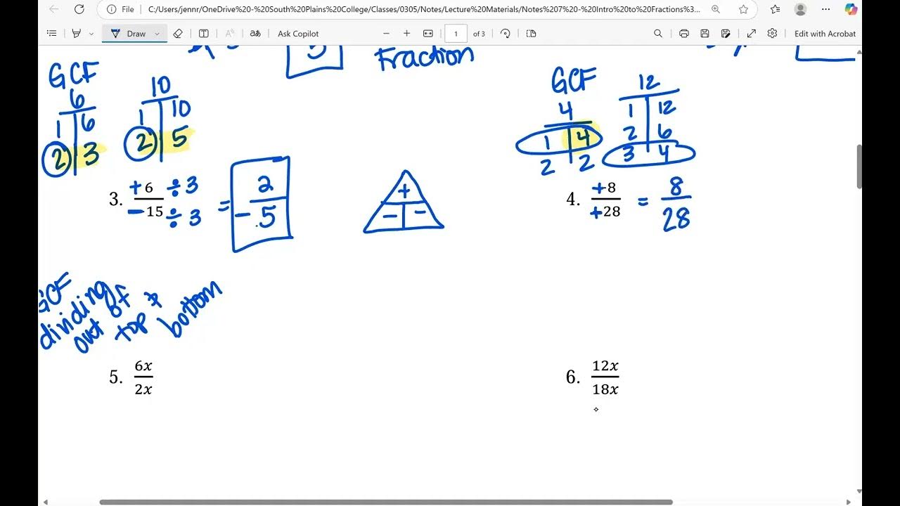 Notes 7A Simplifying Fractions - YouTube