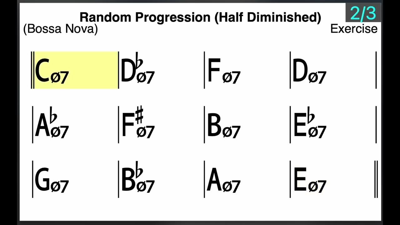 35 - Half Diminished (2nd Inversion) - Random Progression (Practice) - YouTube