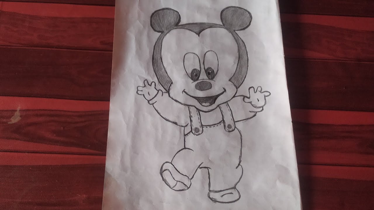 how to draw a cute mickey mouse,, (*pencil drawing*) - YouTube