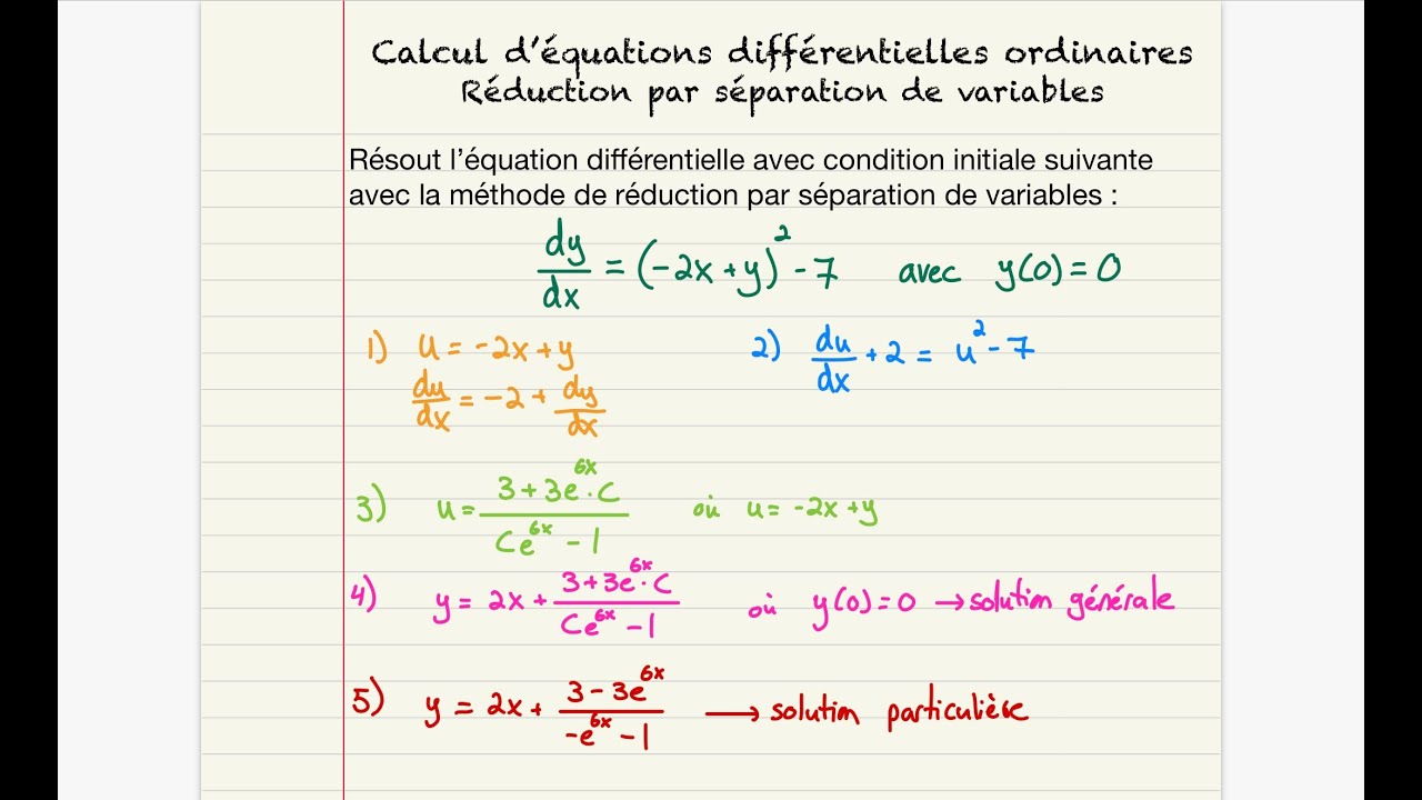 Résolution équation différentielle par réduction par séparation de ...