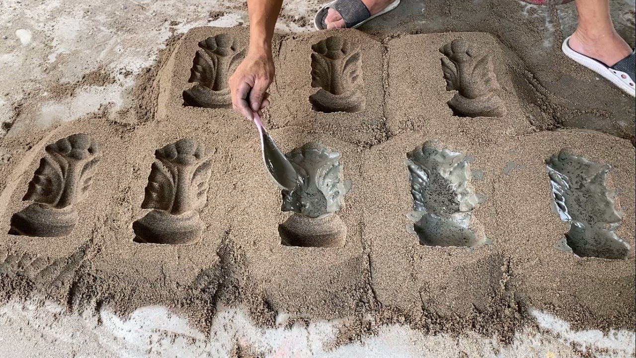 Make Beautiful Plant Pots With Sand And Cement At Home - YouTube