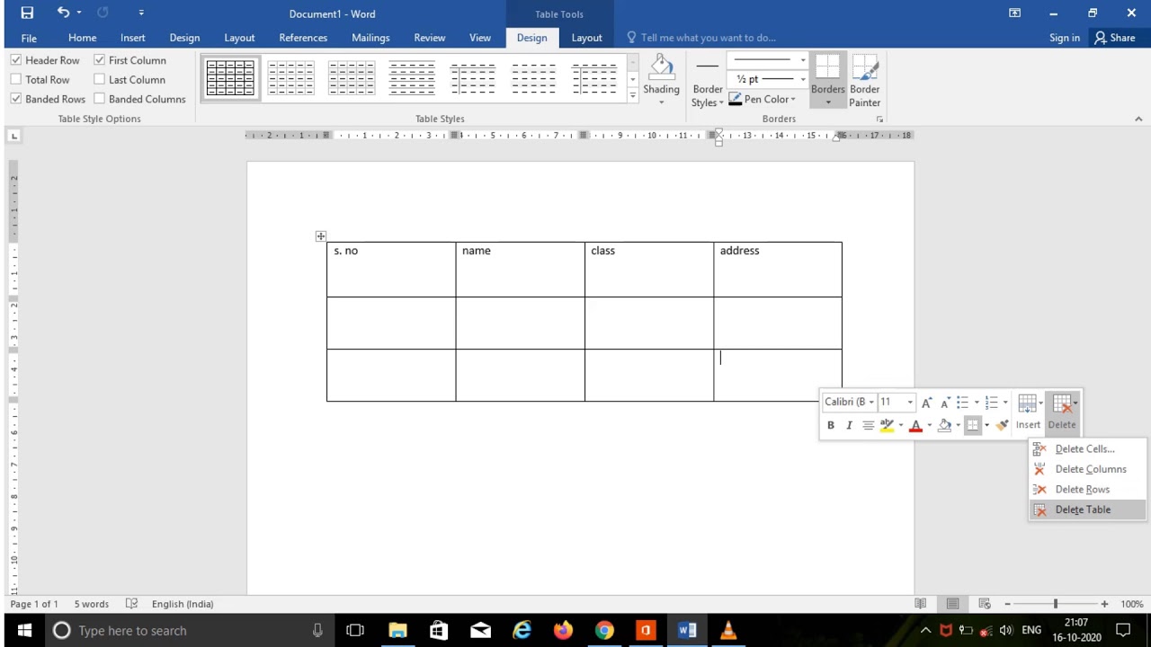Insert table in ms word Class 3 Computer Science - YouTube