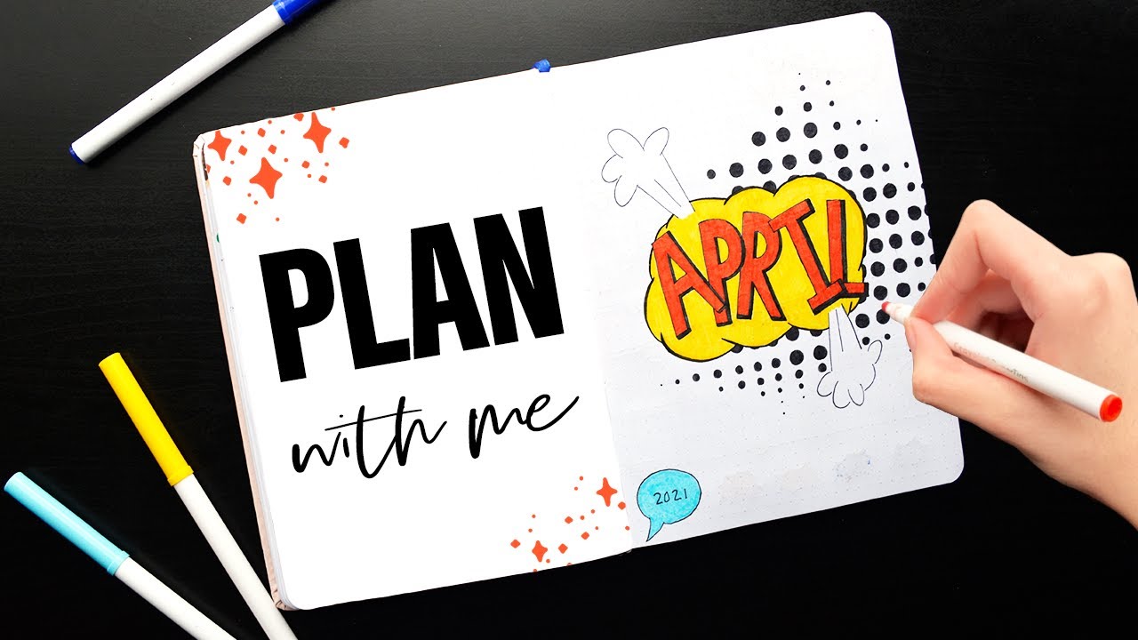 Comic Bullet Journal Theme | April Plan With Me - YouTube