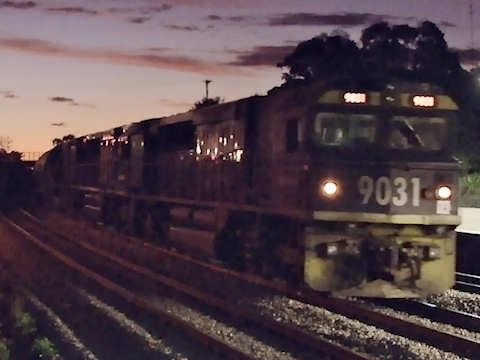 Train with Triple 90 class after sunset - Pacific National Coal Train ...