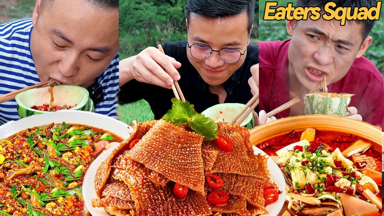 Eat hot pot with watermelon rind丨food blind box丨eating spicy food and ...