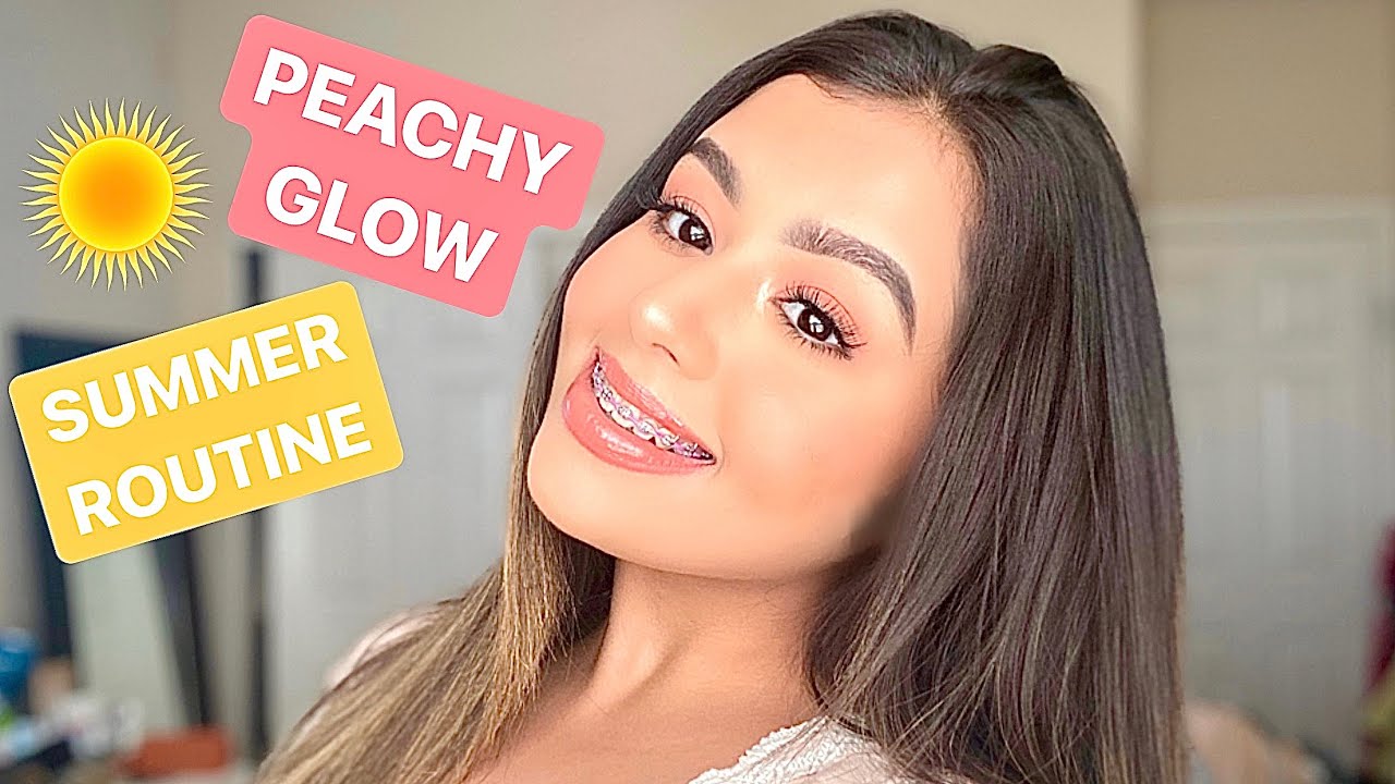 SUMMER PEACHY GLOWY SKIN + GIVEAWAY! - YouTube