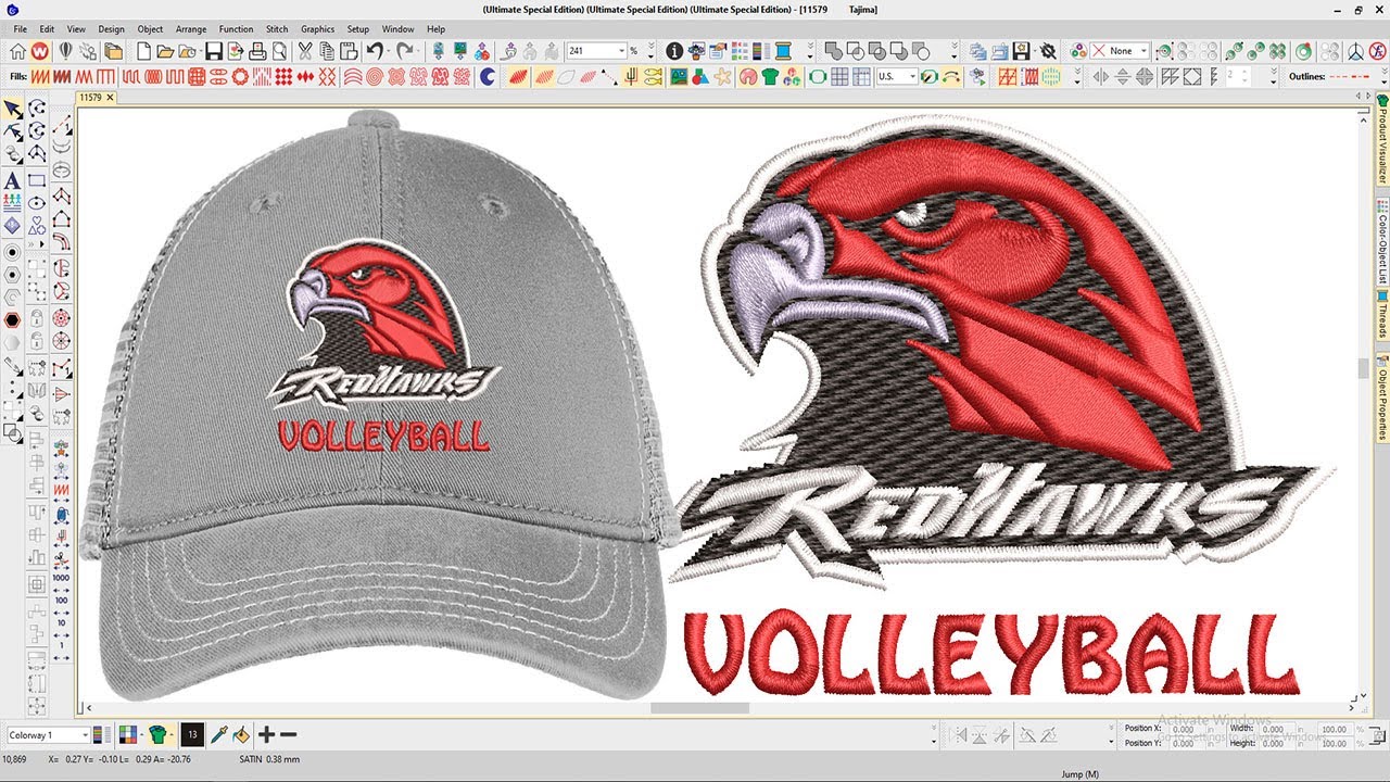 Redhawks Volleyball Embroidery logo for Cap - YouTube