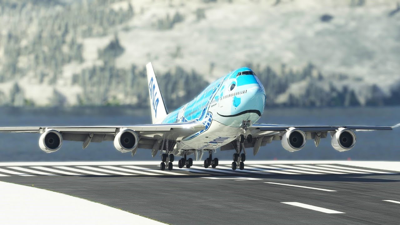 DANGEROUS SCARY Boeing 747 ALL NIPPON AIRWAY Unique Livery Landing at ...