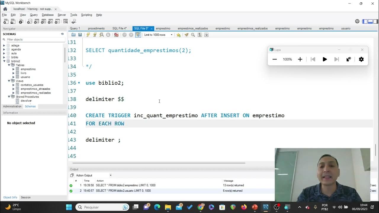 Gatilhos e Procedimentos Armazenados no MySQL - Aula 06/09/2023 - YouTube