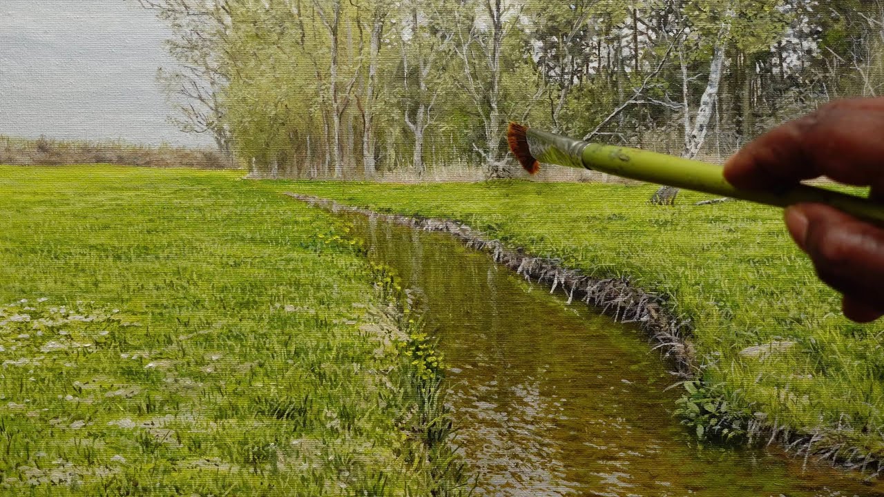 How To Painting a Detail Landscape Foreground With Oil Paint - YouTube