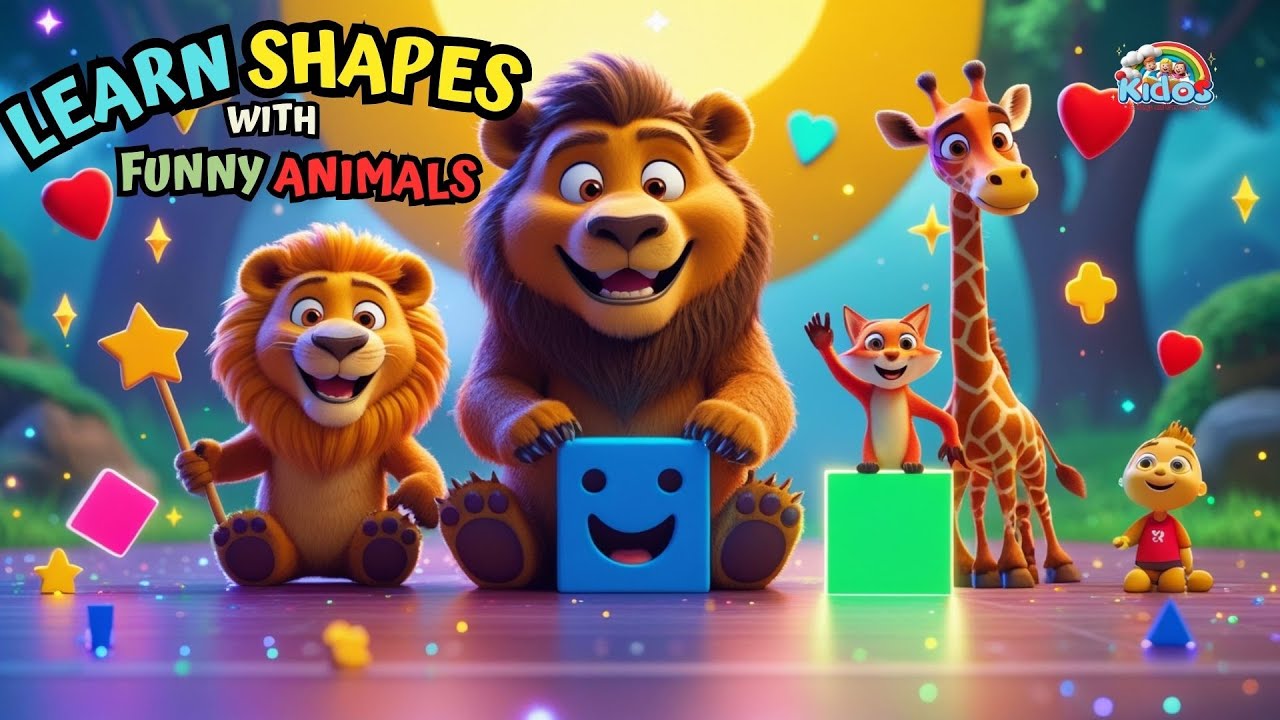 Let’s Learn Shapes with Funny Animals 🐯🟢 Catchy Toddler Rhymes ...