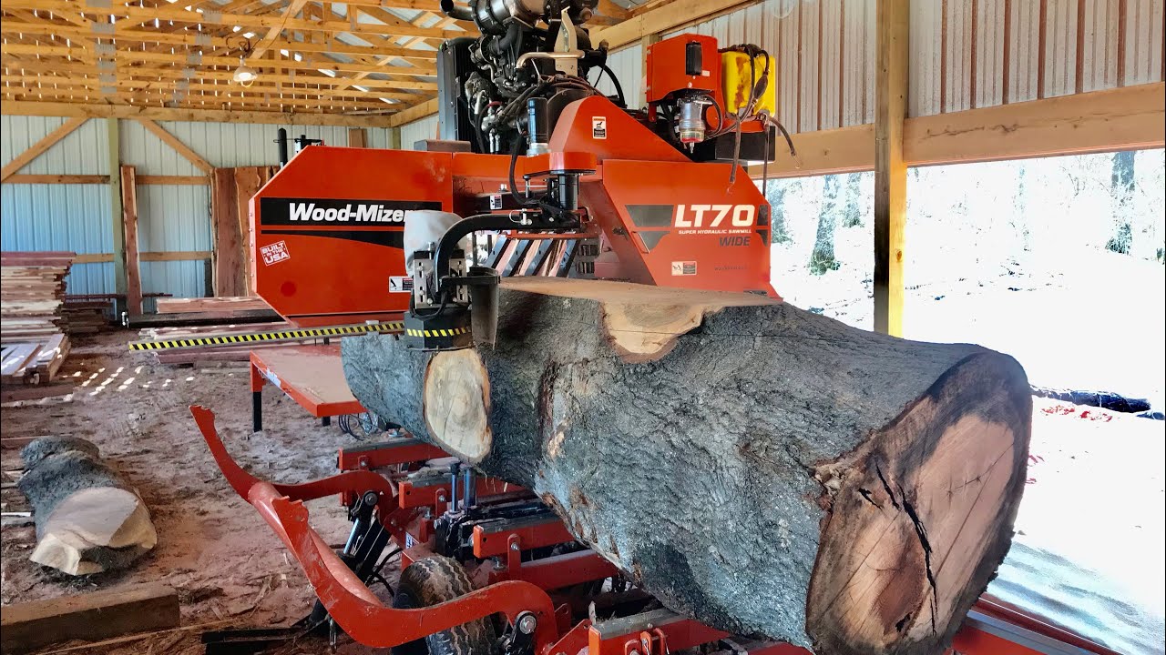 Slabbing Big Pin Oak Log! - YouTube