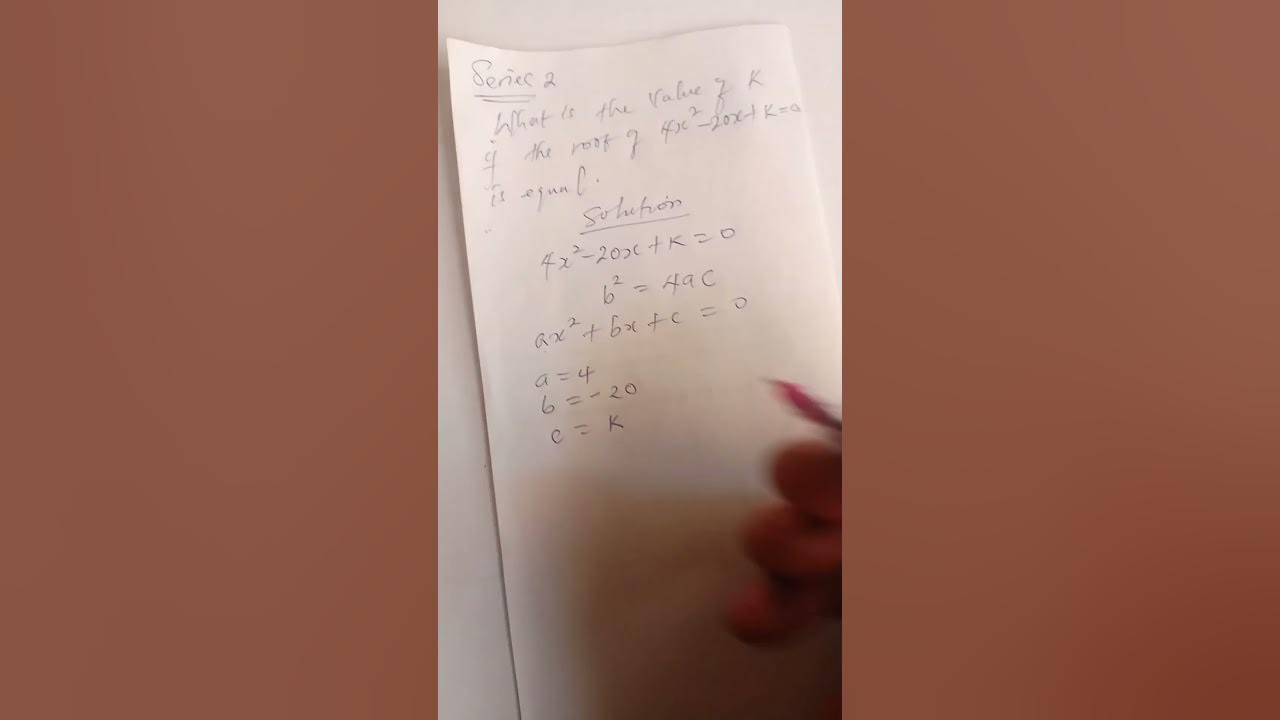 Finding the Value of the Unknown when the roots of a quadratic equation are equal - YouTube