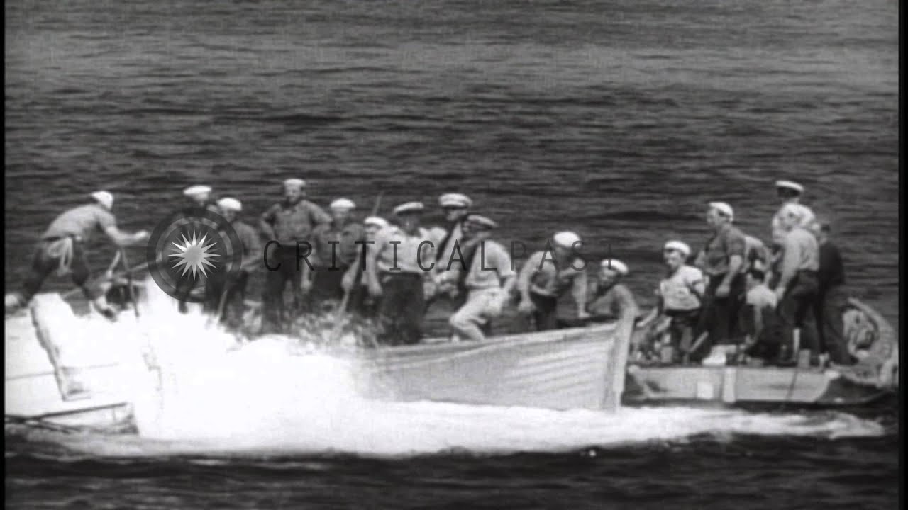 The salvage boat at work in raising the USS Squalus from the sea in ...