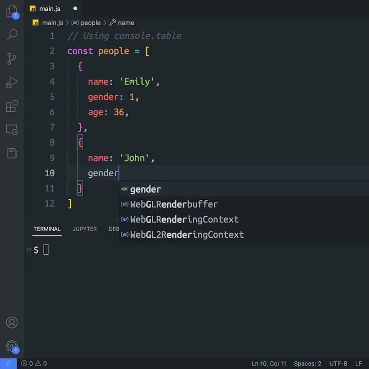 JavaScript CONSOLE TABLE! 👨‍💻 #shorts #coding - YouTube